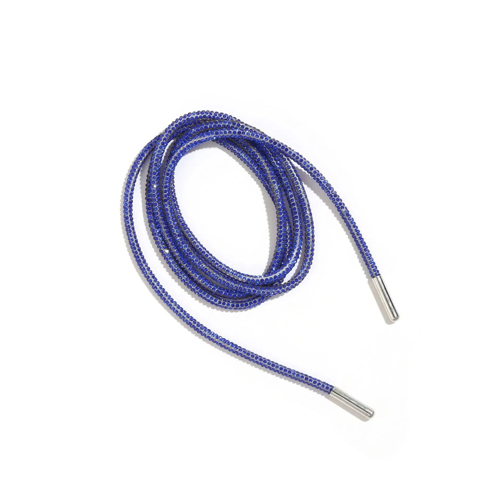 Blue Shiny Round Drawstring With Rhinestones Replacement Shoelaces For ...