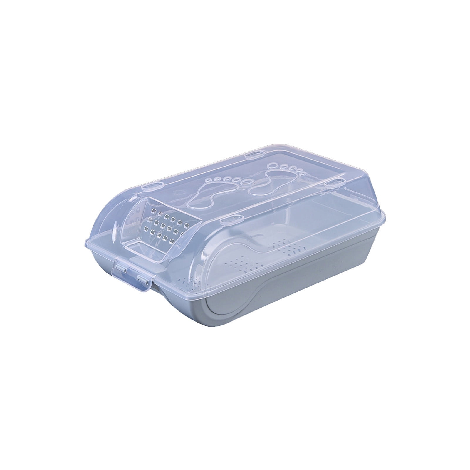 Blue Shoe Storage Box Organizer With Transparent Design, Stackable ...