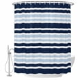 Blue and Shower Curtain for Bathroom, Dark Blue Stripes Minimalist ...