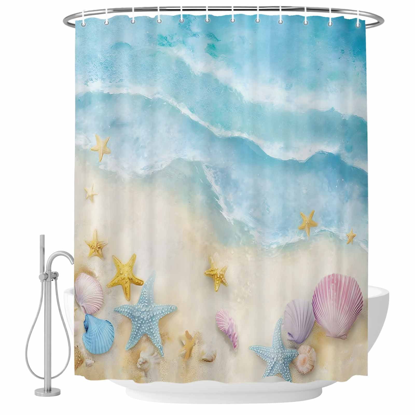 Blue Shower Curtain Set - Extra Long 72" x 96" Washable Bathtub Curtain ...