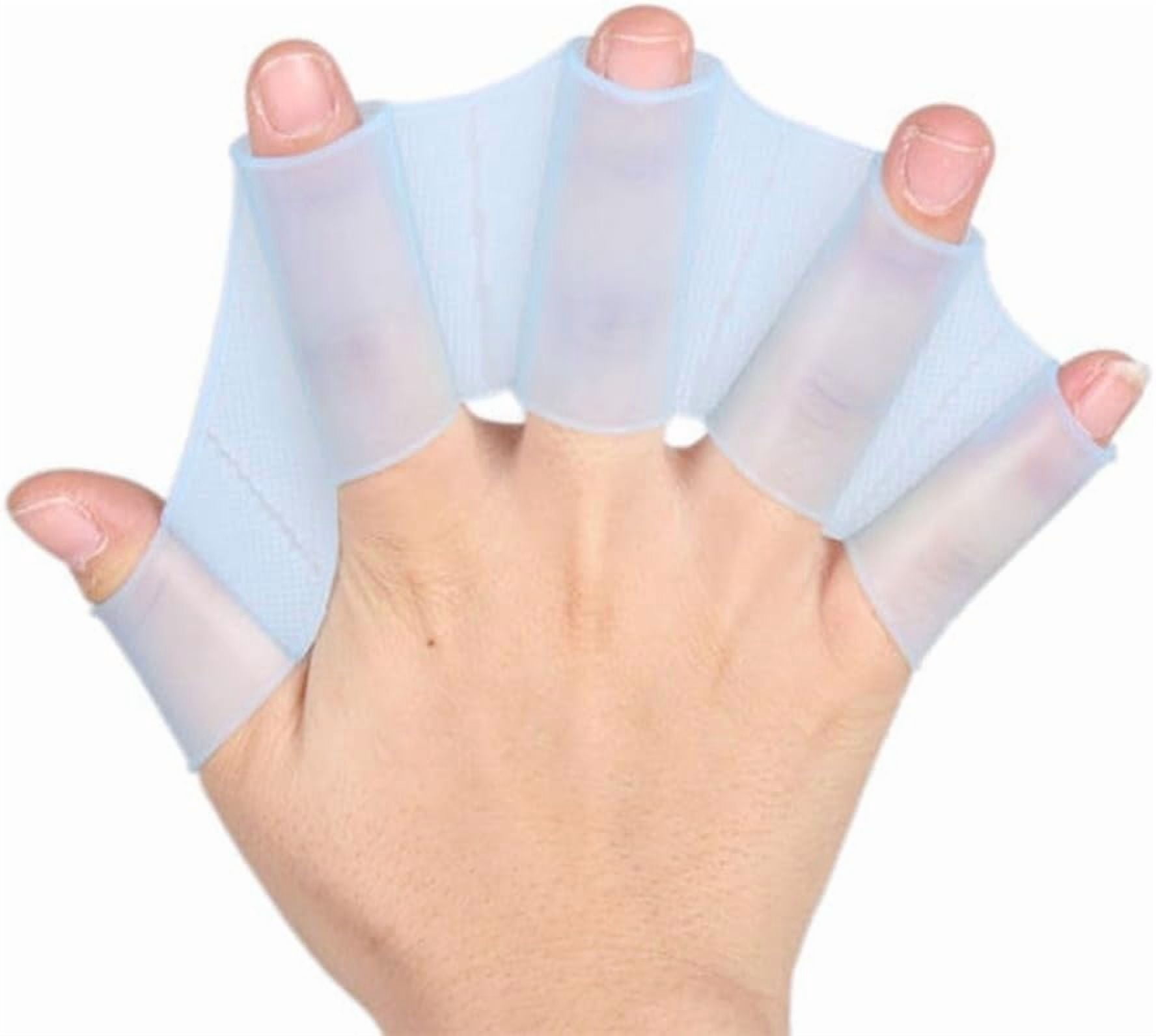 Blue Silicone Swim Gear Fins Hand Webbed Flippers Training Glove ...