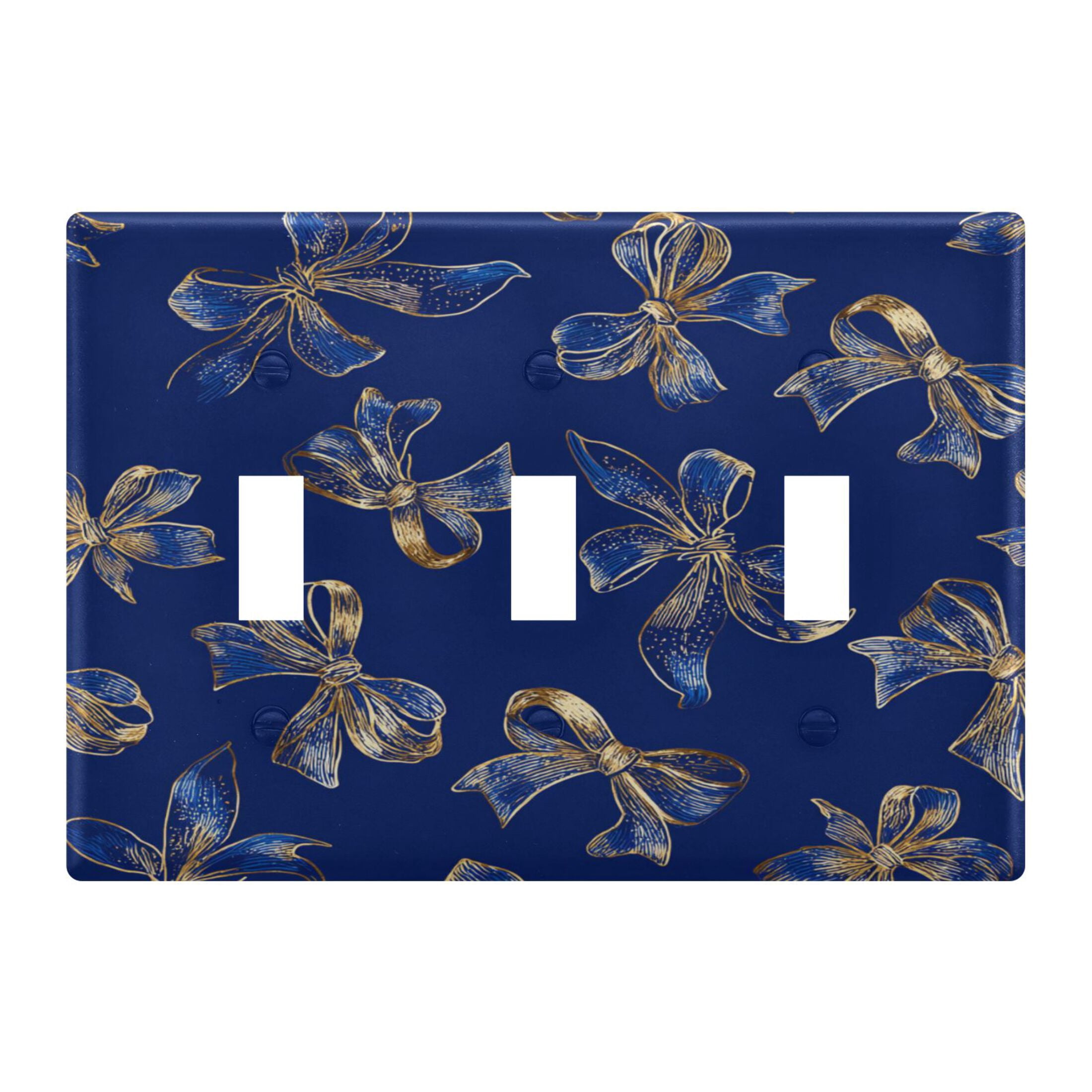 Blue Silk Bows with Gold Edging Light Switch Cover Electrical Outlet ...