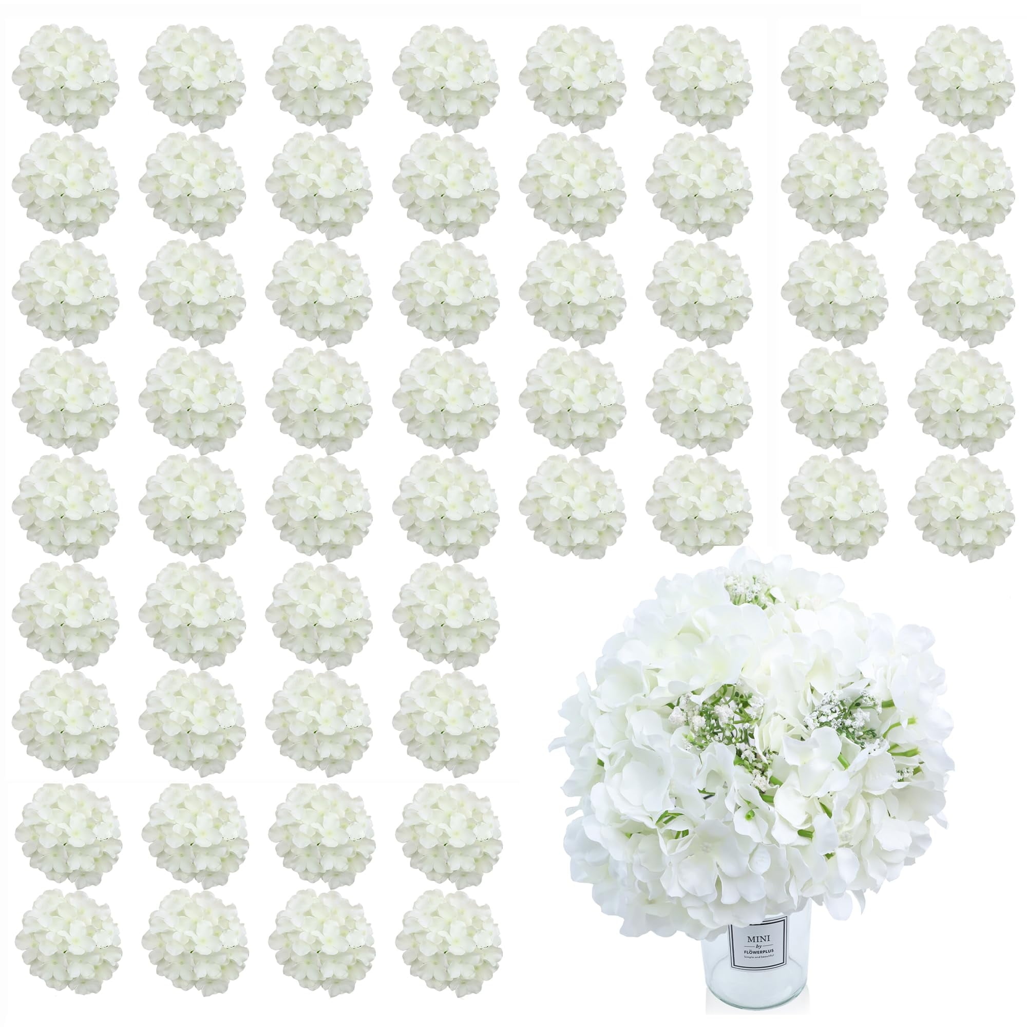Blue Silk Hydrangea Artificial Flowers, Pack of 10 Fluffy Fake ...