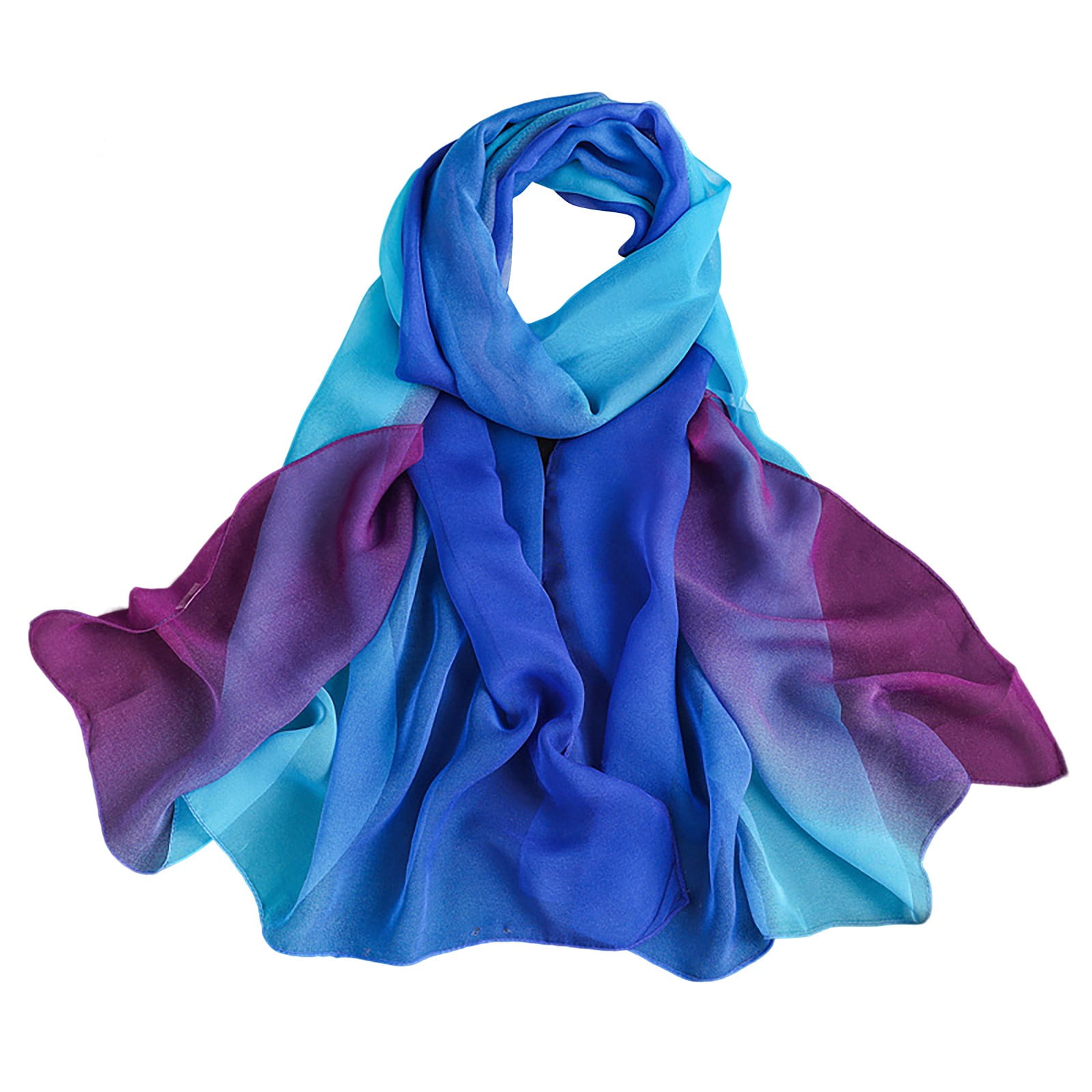 Blue Silk Scarves for Women Gradual Color Temperament Scarf Etiquette ...