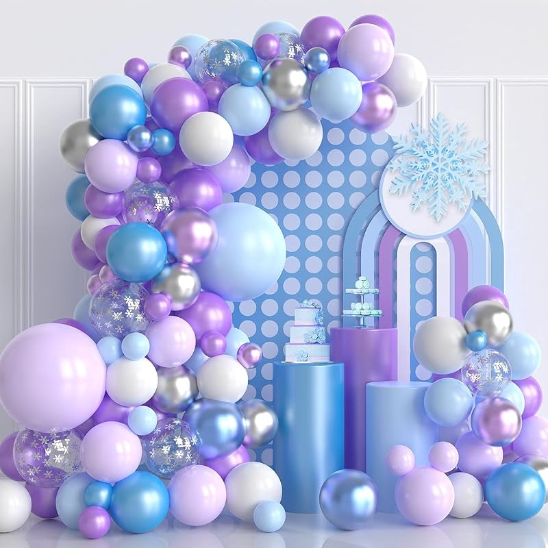 Blue and Silver Balloons Garland Kit, 124pcs Blue White Silver Confetti ...