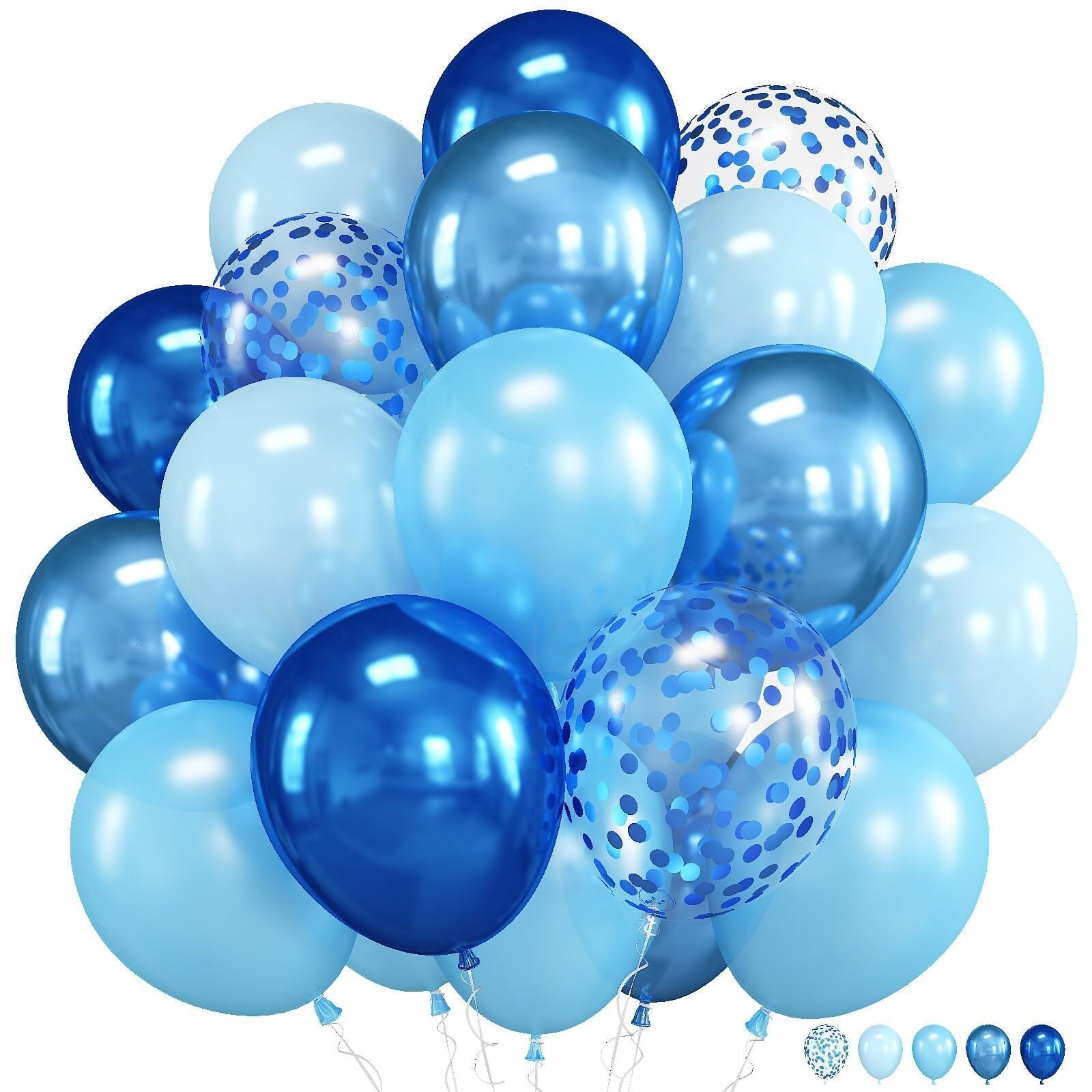 Blue Silver Balloons Set, 12 Inch Blue and Silver Balloons Dark Blue ...