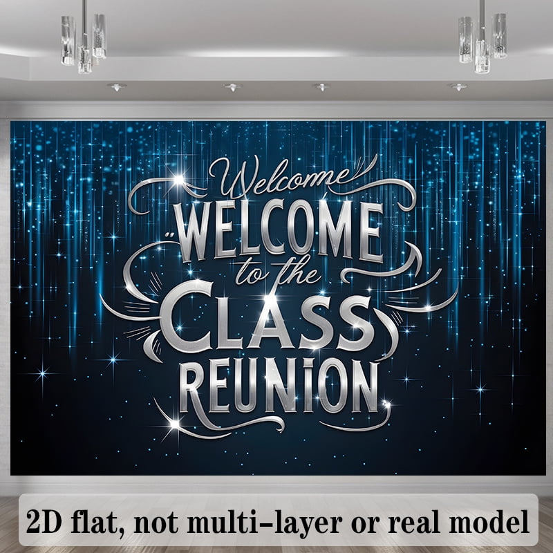Blue and Silver Class Reunion Backdrop Welcome to the Class Reunion ...