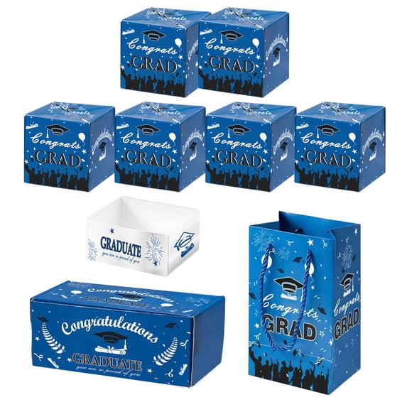 Blue Silver Graduation Card Box for Class of 2026, Congrats Grad Card ...