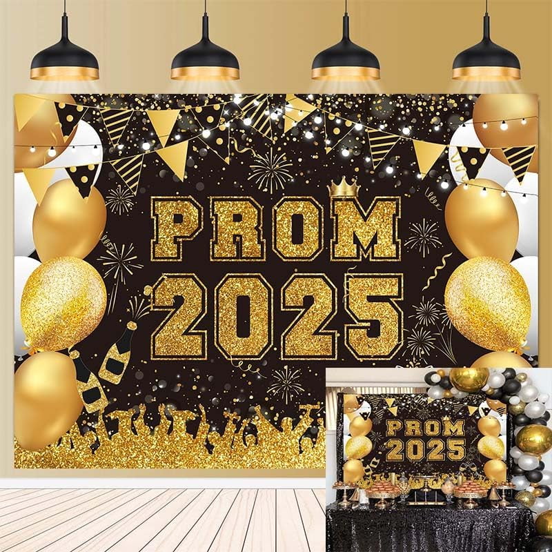 Blue Silver Prom Backdrop 2025 Graduation Photography Background ...