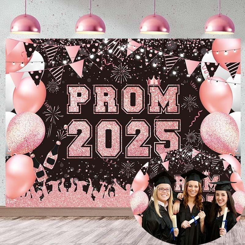 Blue Silver Prom Backdrop 2025 Graduation Photography Background ...