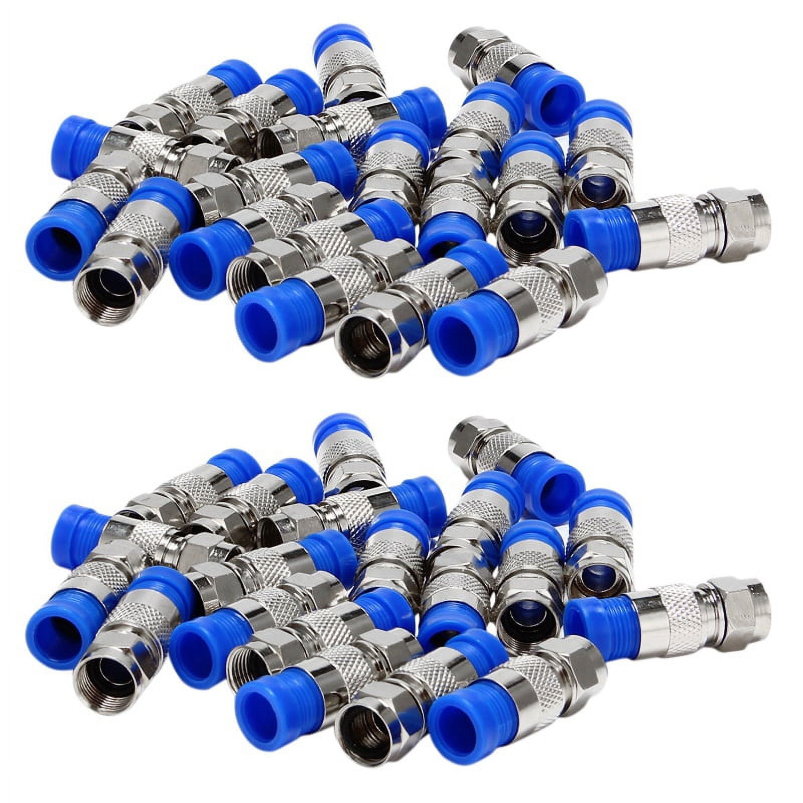 Blue Silver-RG6 F Coaxial Compression Fitting, F Type Connector, Blue ...