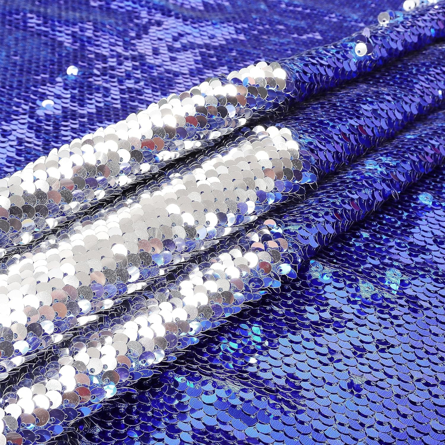 Blue Silver Sensory Sequin Fabric: LOTOFUN 51”x35” Sequins Flip-Up ...