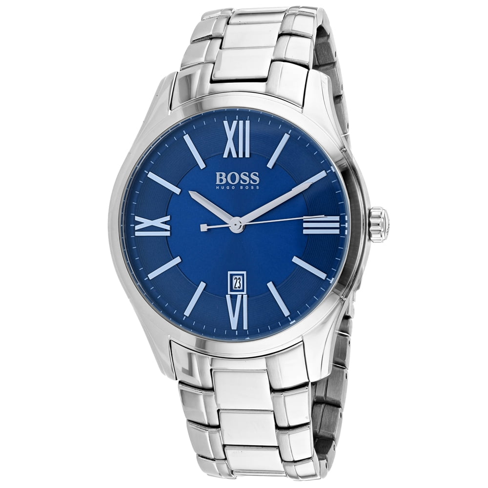 Blue Silver Stainless Steel Quartz Analog Men's Watch 1513034 - Walmart.com