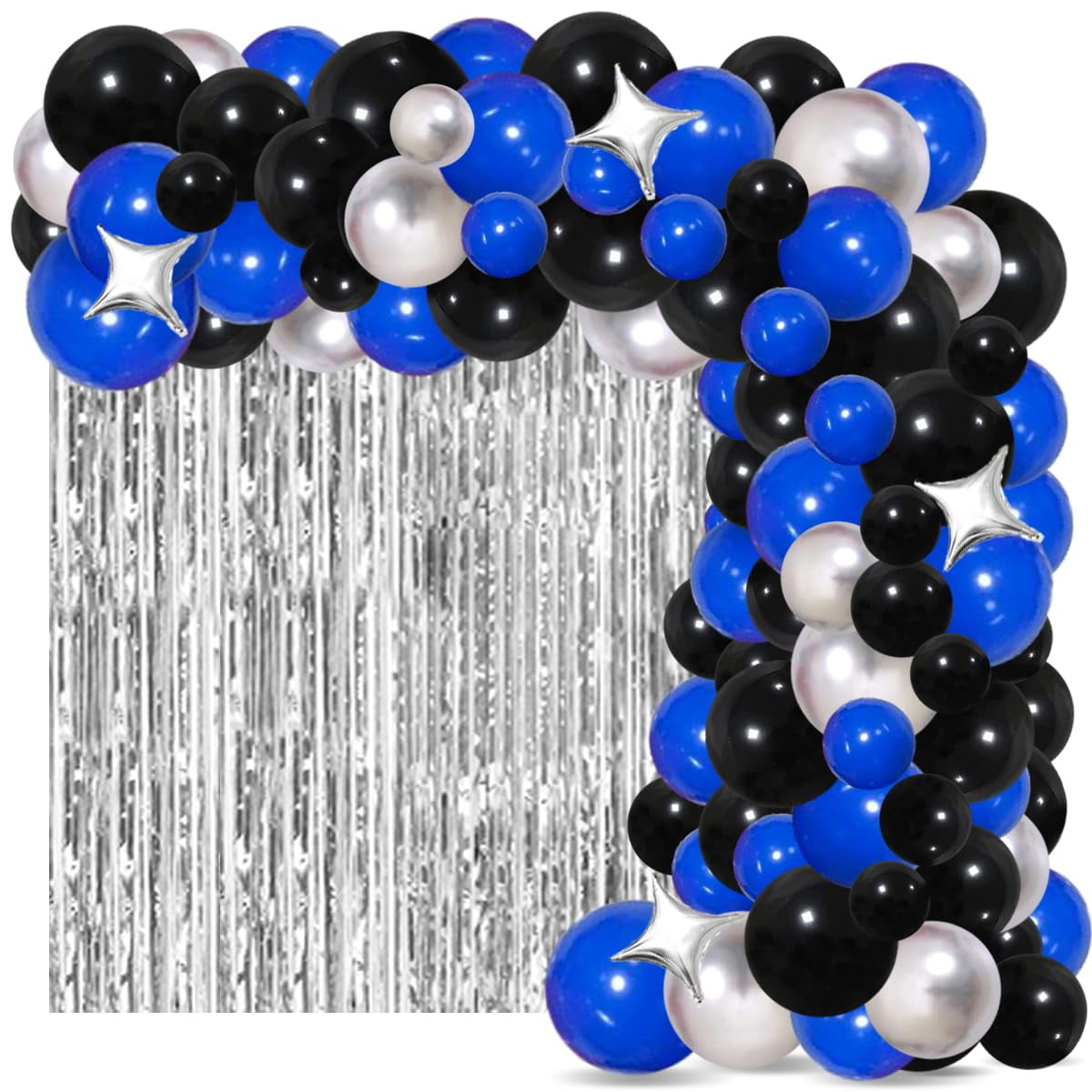 Blue SilverTRDN Balloon Garland Arch Kit, 124PCS Blue Balloons Metallic Silver Balloons with ...