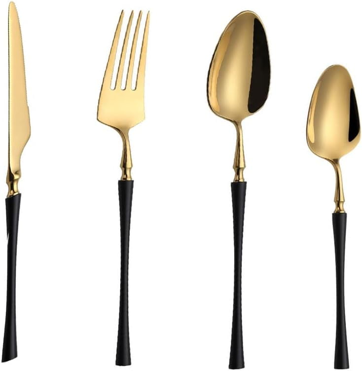 Blue Silverware Flatware Cutlery Set for 6 , 24-piece Modern Stainless ...