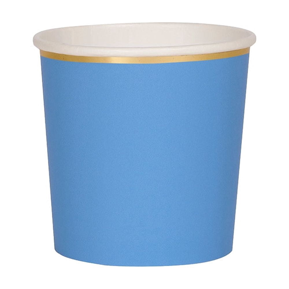 Blue Simply Solids Tumbler Cup with Gold Foil Trim – 9oz, 8-Pack for ...