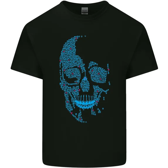 Blue Skeleton Head Made Of Guitars Music Rock Band Art Graphic Unisex T ...