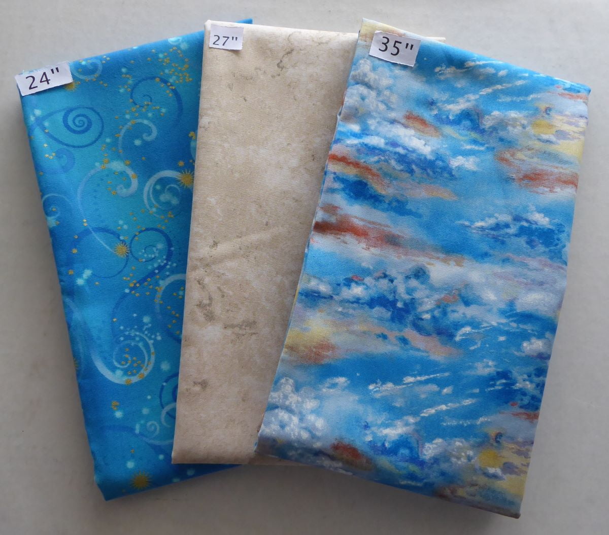Blue Skies Metalic and Tan Blender 2yd 14in Last the Best End of Bolt ...