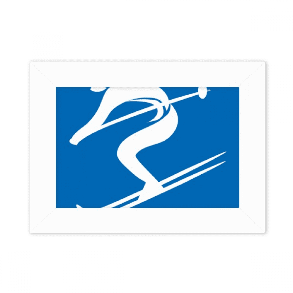 Blue Skiing Winter Sport Outline Photo Mount Frame Picture Art Painting ...