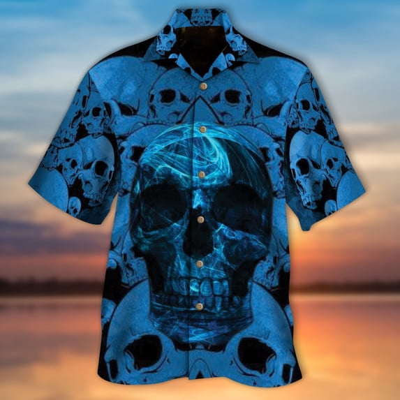 Blue Skull Hawaiian Shirt Full Size - Walmart.com