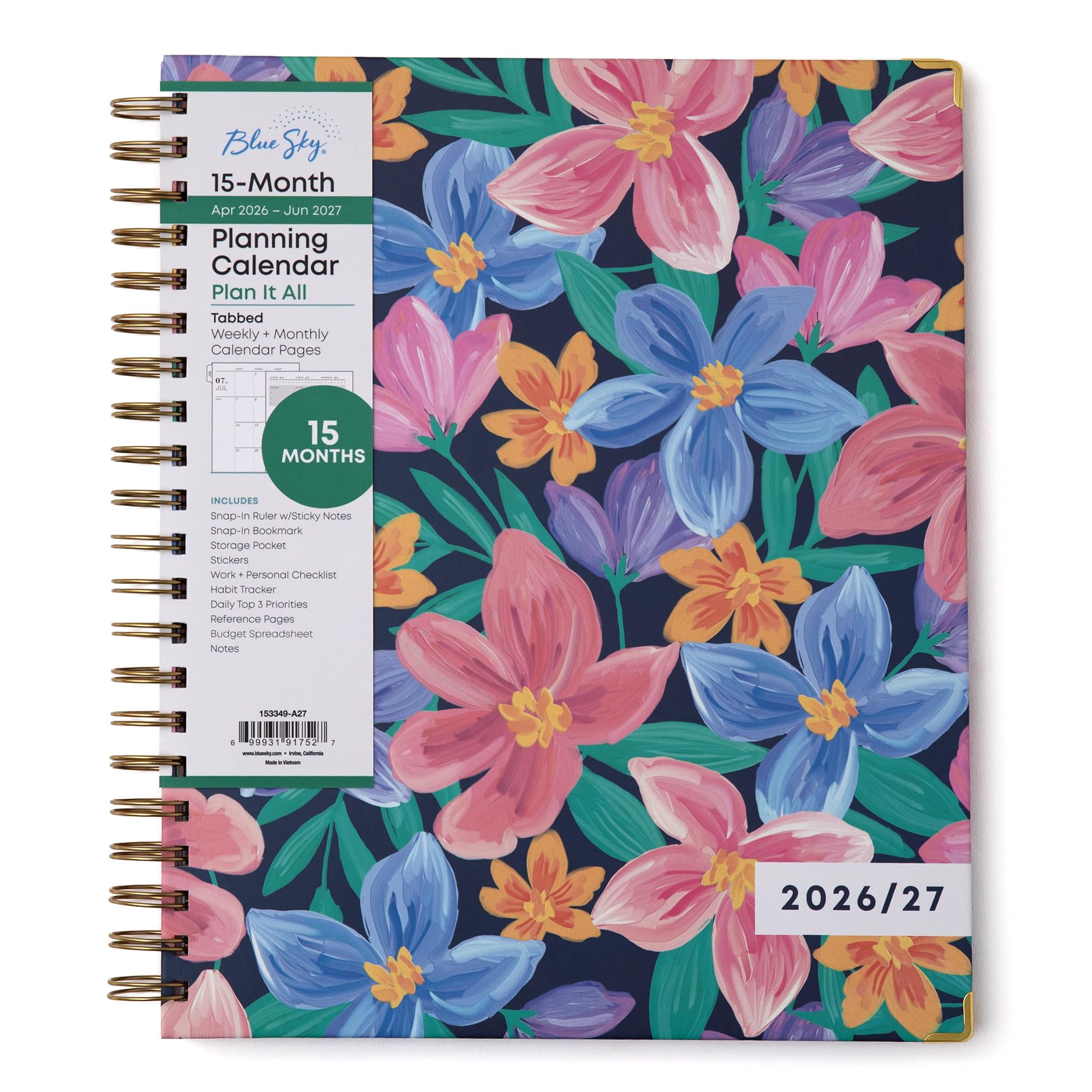 Blue Sky 15 Month 2026-2027 Weekly and Monthly Academic Year Planner ...