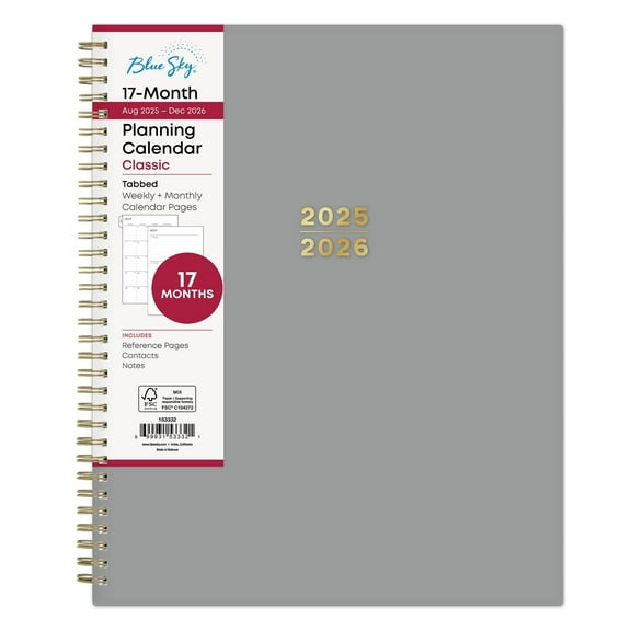 Blue Sky 2025-2026 Weekly and Monthly Academic Year Planner Calendar ...