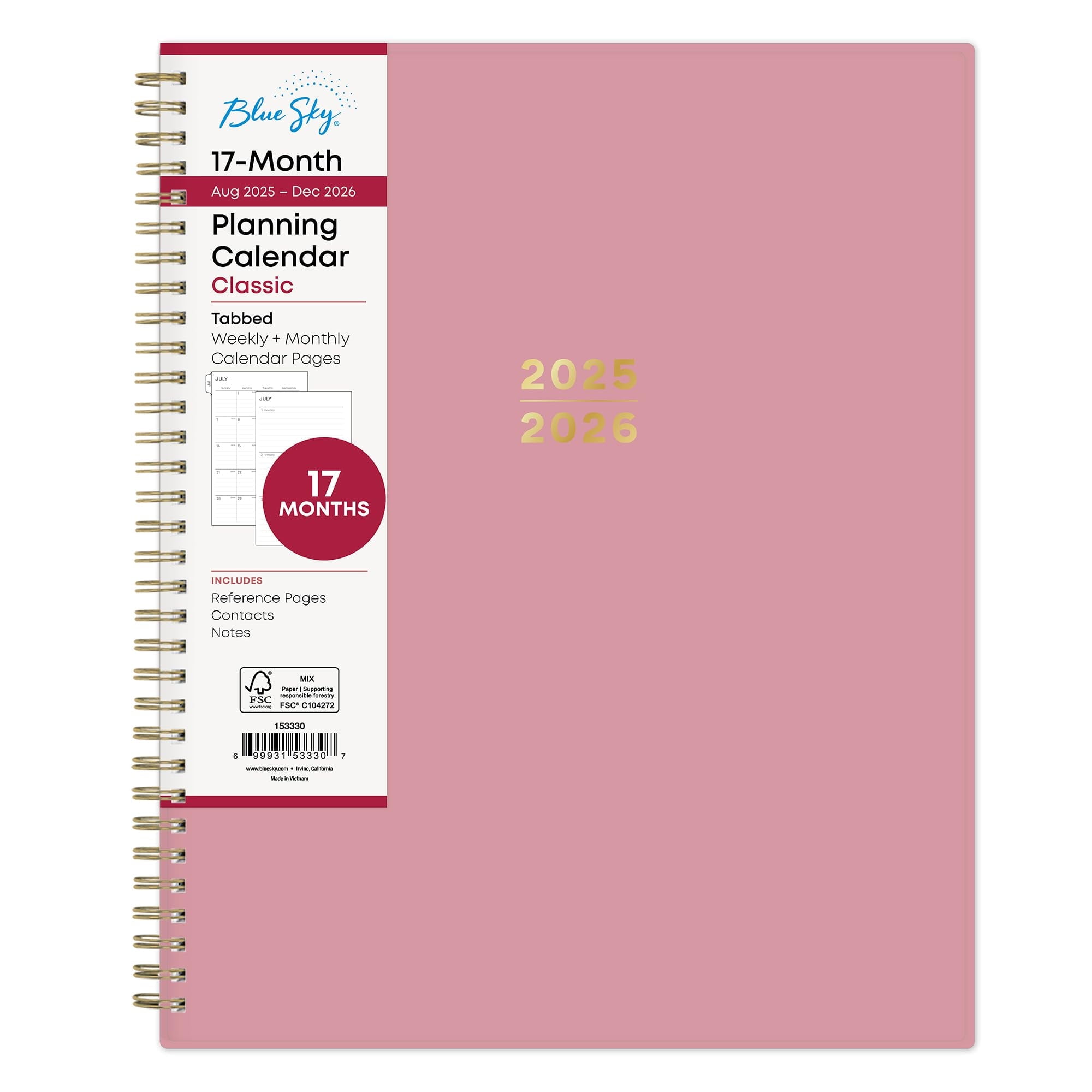 Blue Sky 17 Month 2025-2026 Weekly and Monthly Academic Year Planner ...
