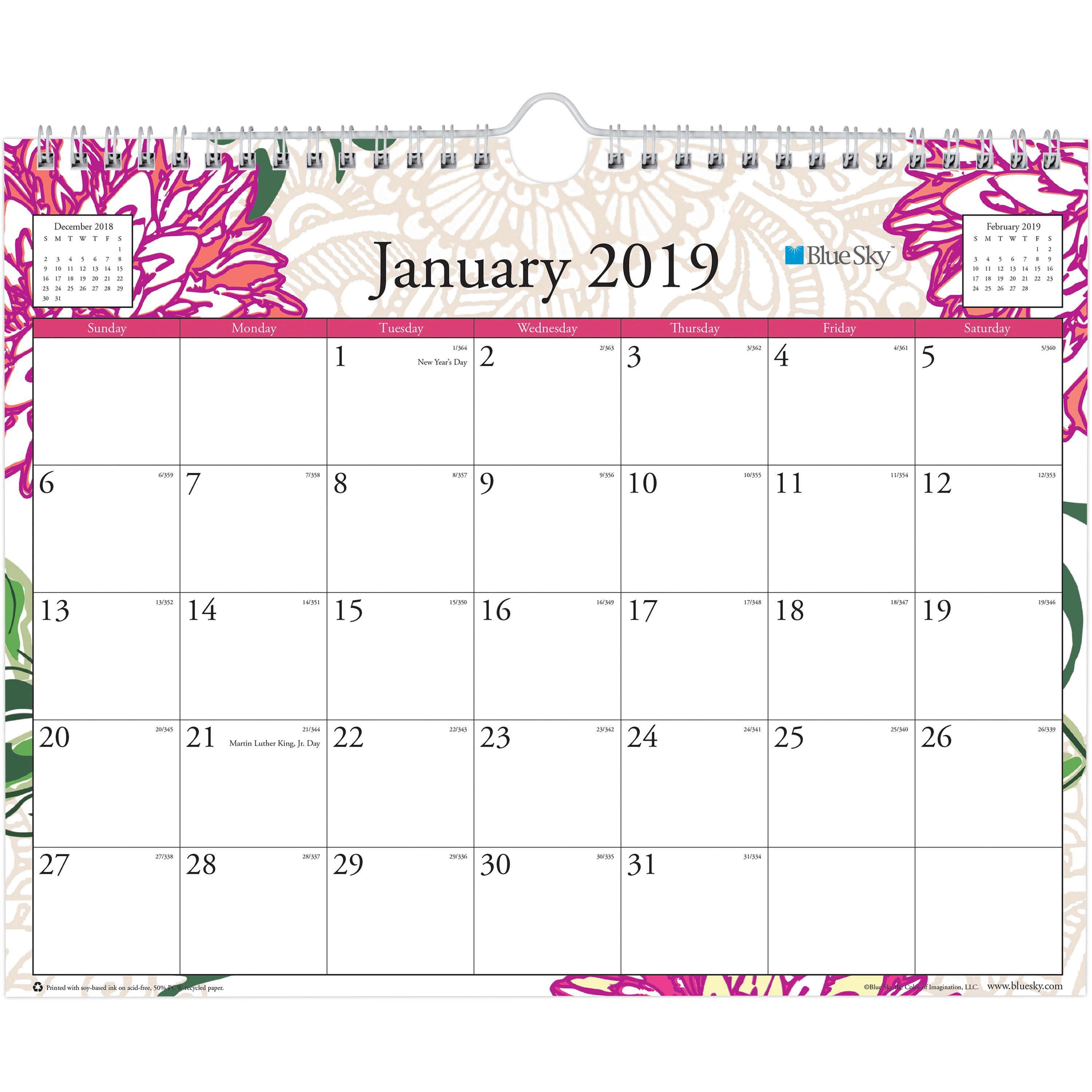 Blue Sky 2019 11" x 8.75" Wall Calendar, Dahlia - Walmart.com