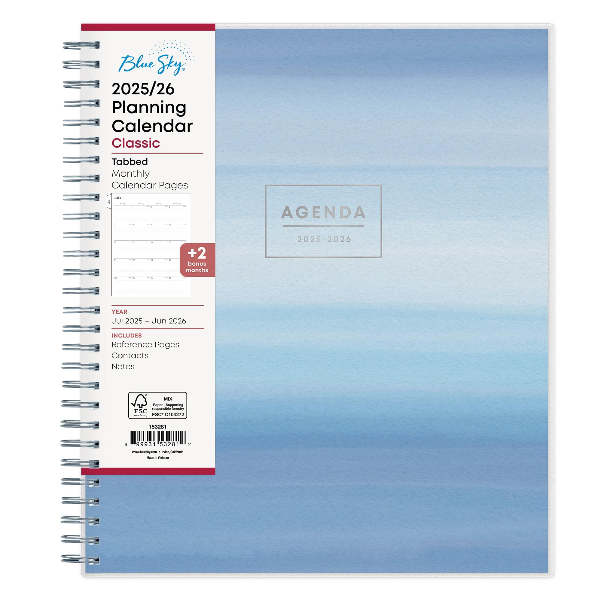 Blue Sky 2025-2026 Academic Year Monthly Planner Calendar, July 2025 ...