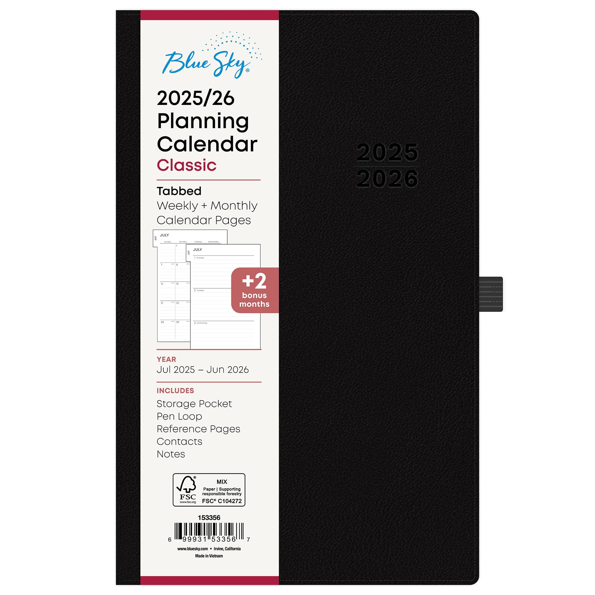 Blue Sky 2025-2026 Academic Year Weekly and Monthly Planner Calendar ...