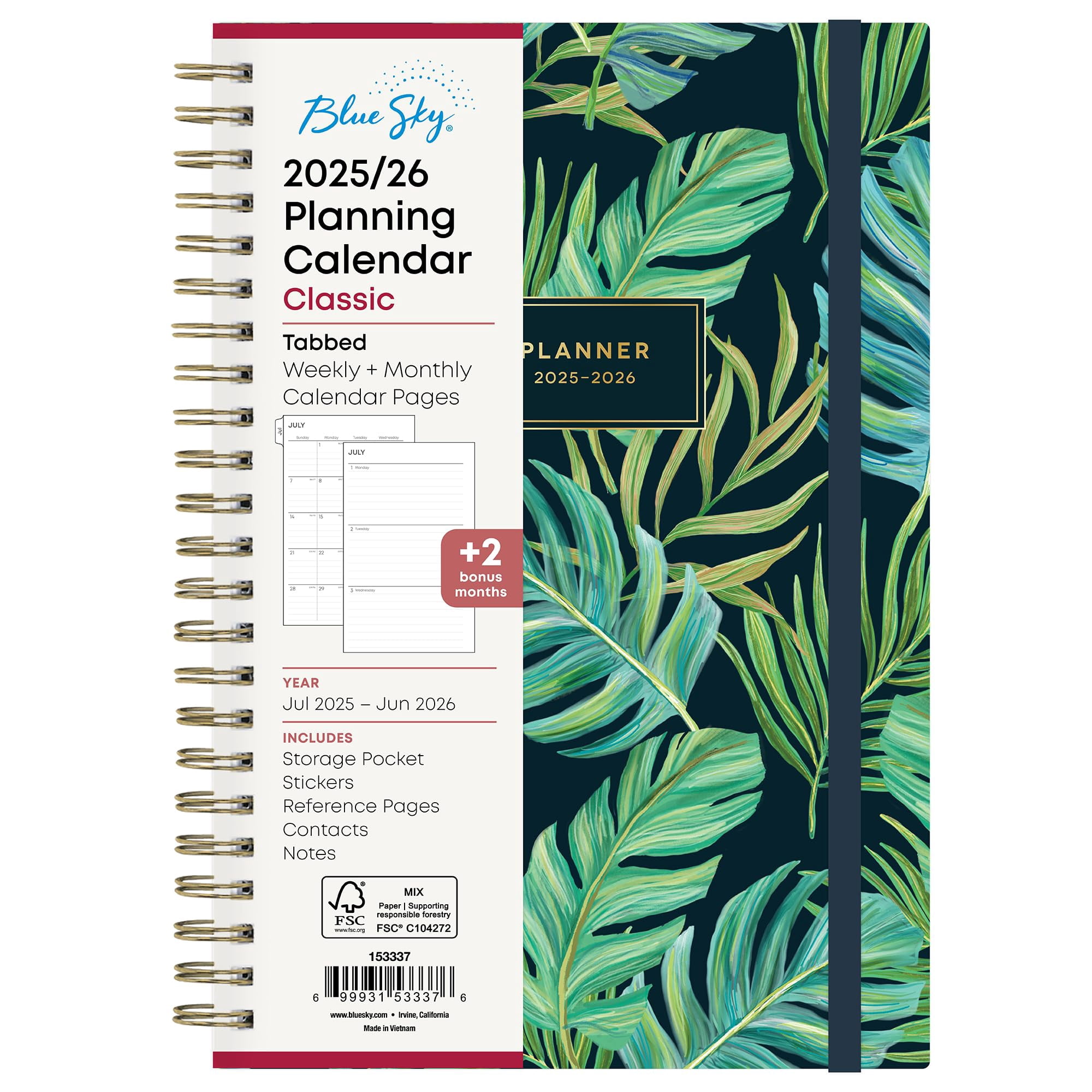 Blue Sky 2025-2026 Academic Year Weekly and Monthly Planner Calendar ...