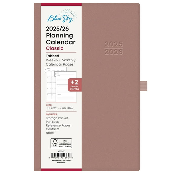 Blue Sky 2025-2026 Academic Year Weekly and Monthly Planner Calendar ...