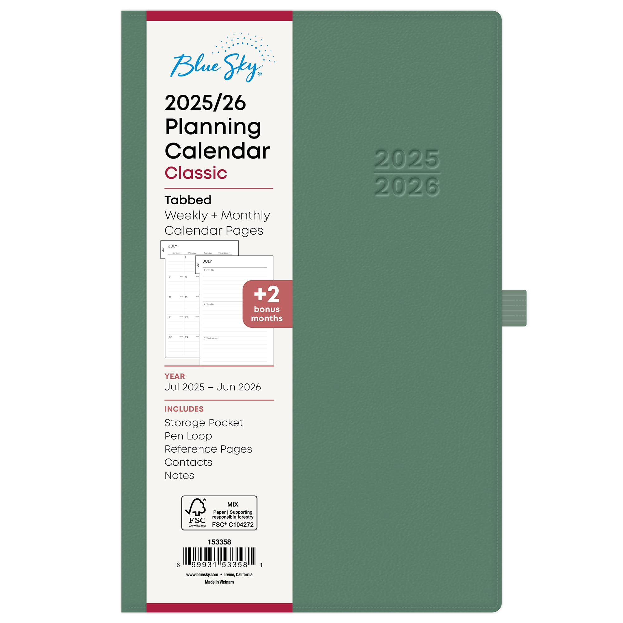 Blue Sky 2025-2026 Weekly and Monthly Academic Year Planner Calendar ...