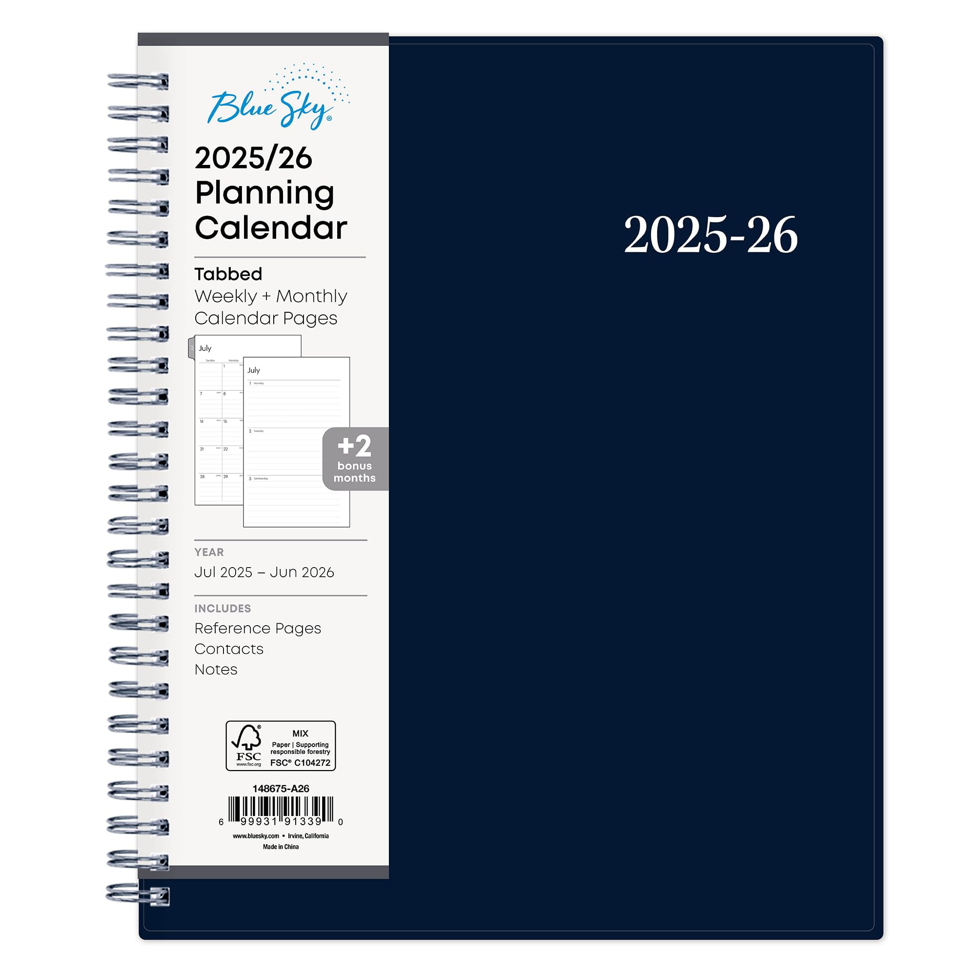 Blue Sky 2025-2026 Weekly and Monthly Academic Year Planner Calendar ...