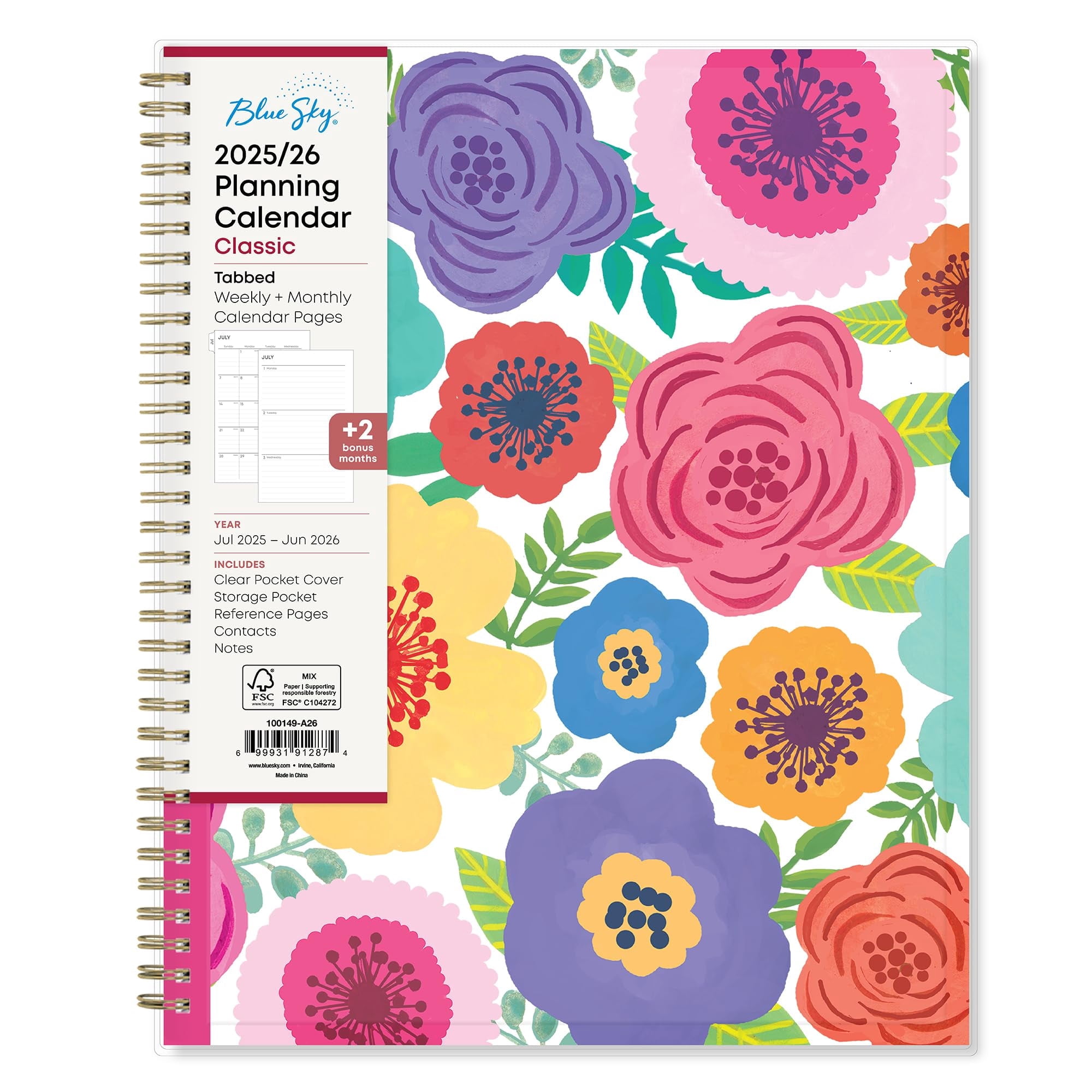 Blue Sky 2025-2026 Weekly and Monthly Academic Year Planner Calendar ...