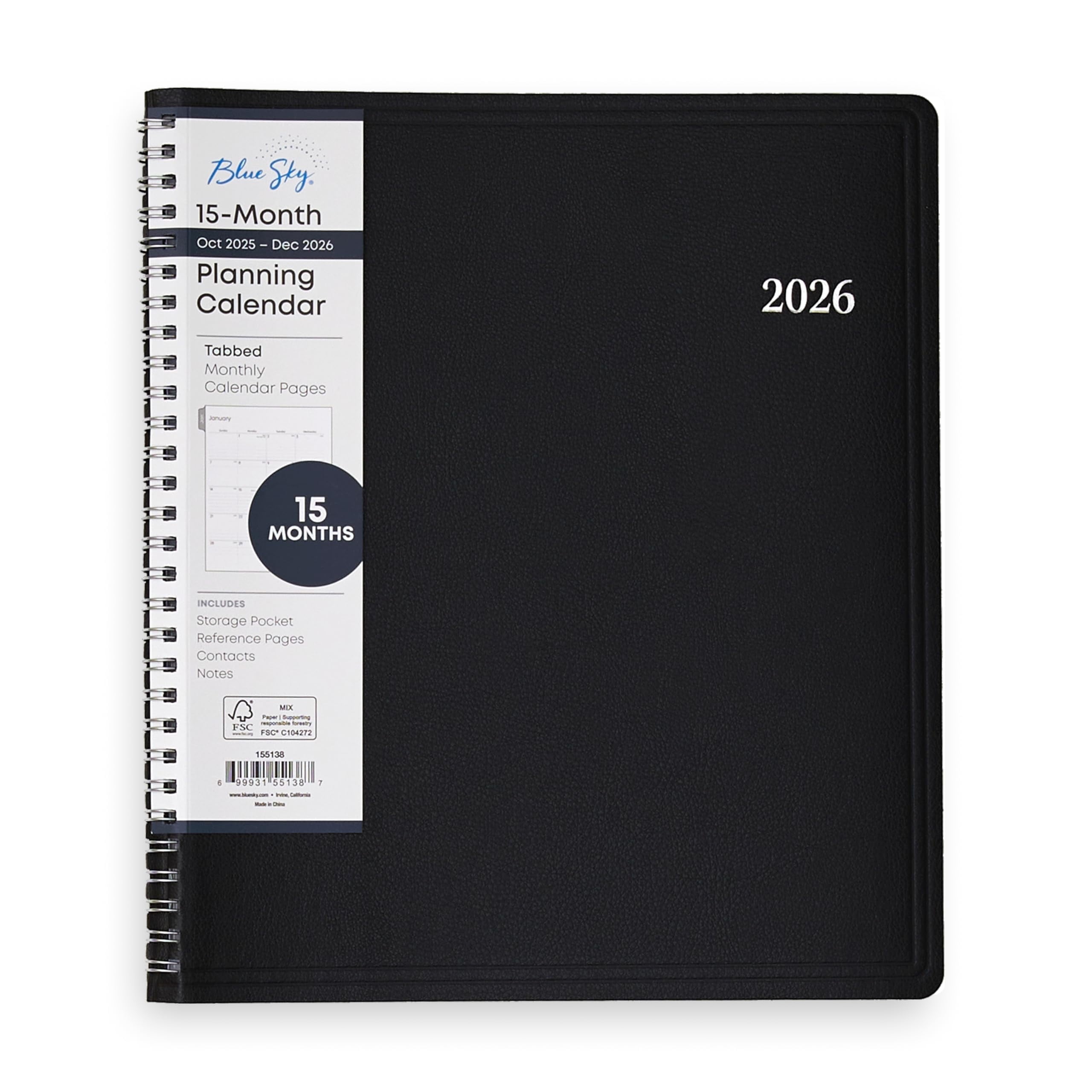 Blue Sky 2026 15-Month Monthly Planner Calendar, October 2025 ...