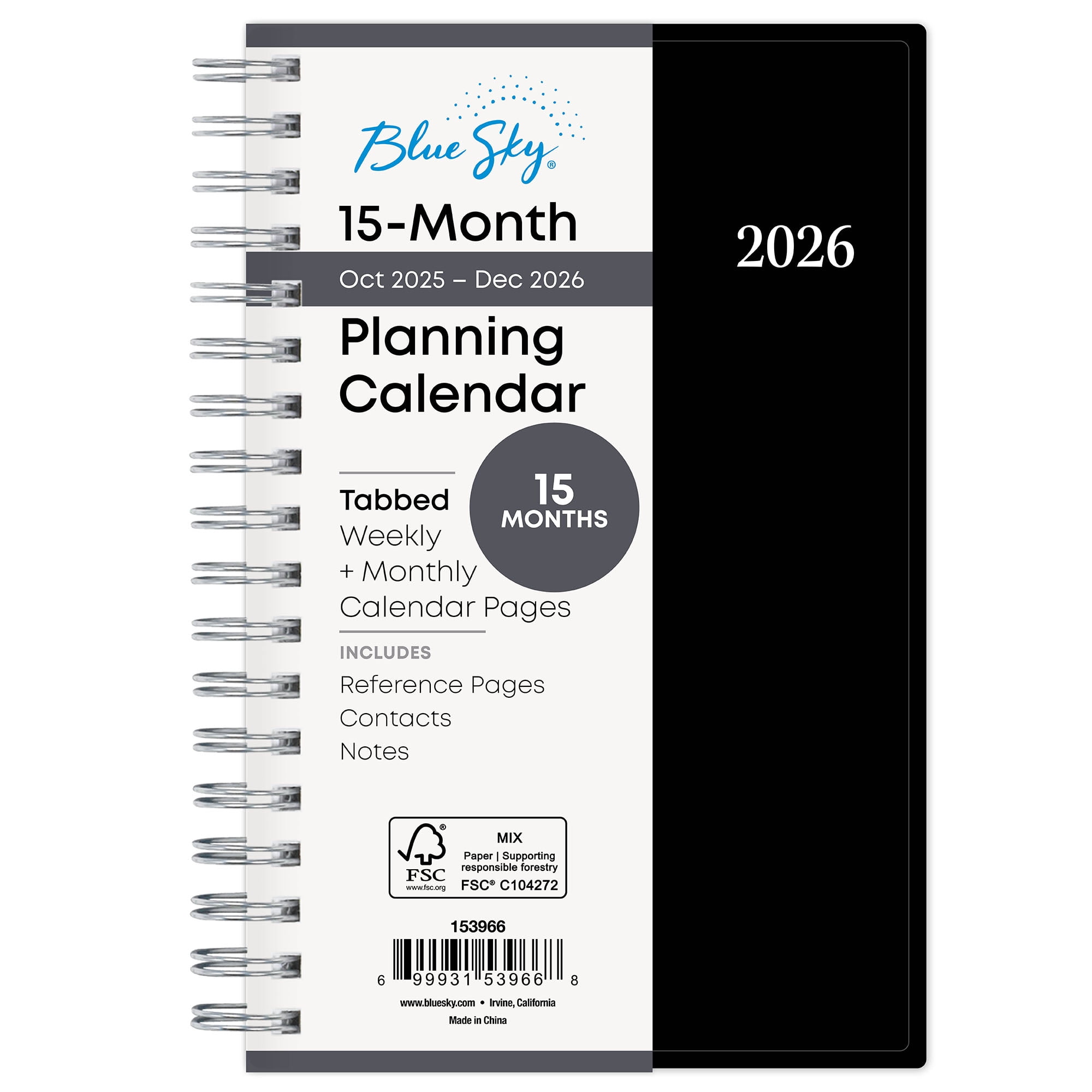 Blue Sky 2026 Mini Planner Calendar, 15-Month, Oct 2025-Dec 2026 ...