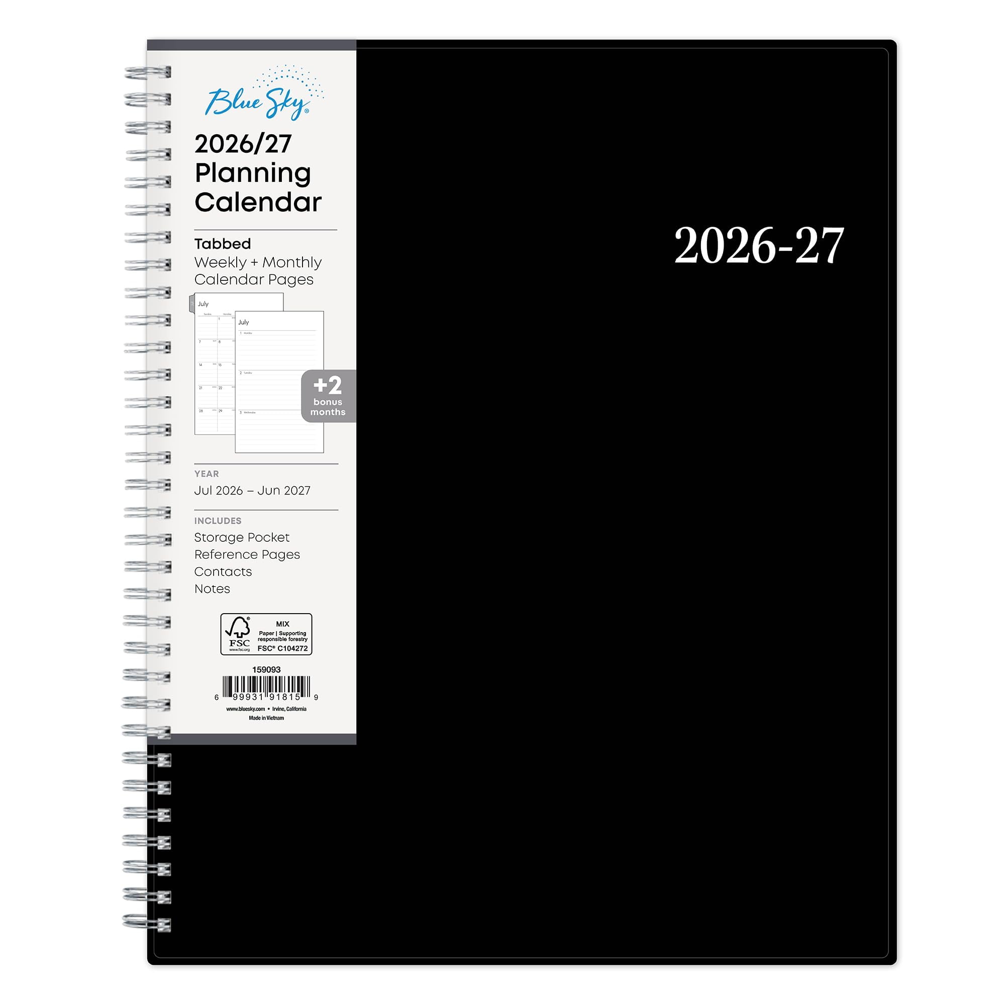Blue Sky 2026-2027 Weekly and Monthly Academic Year Planner Calendar ...