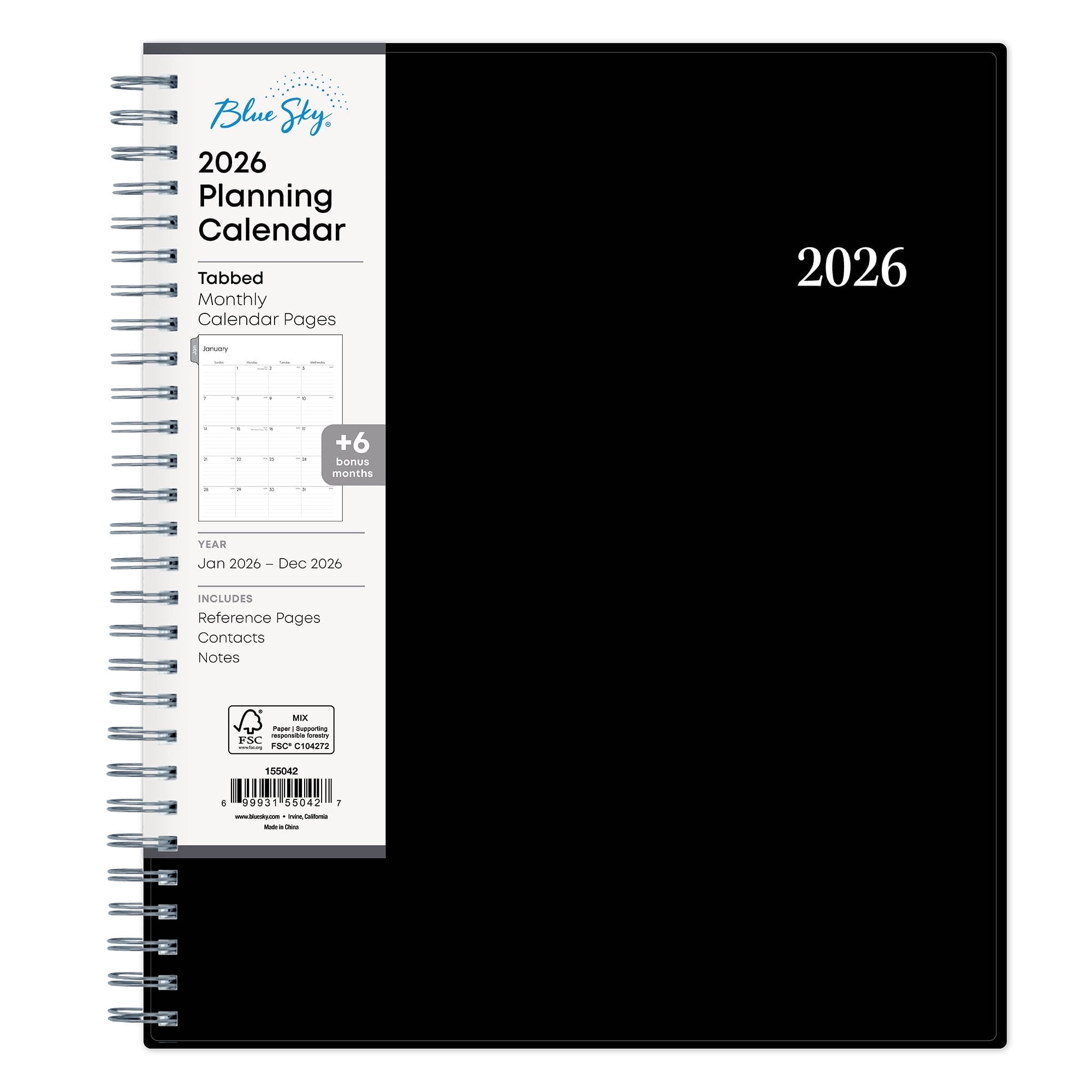 Blue Sky 2026 Monthly Planner Calendar, January 2026 - December 2026, 8 ...