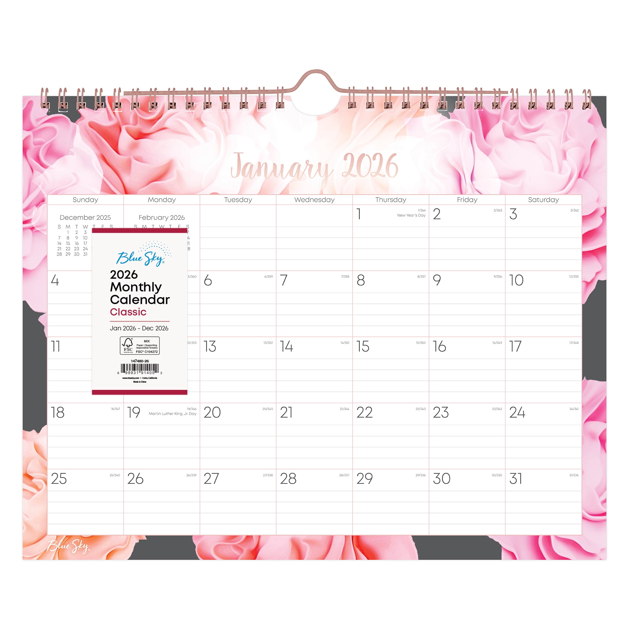 Blue Sky 2026 Monthly Wall Calendar, January 2026 - December 2026, Durable Twin Wire Binding, 11 ...