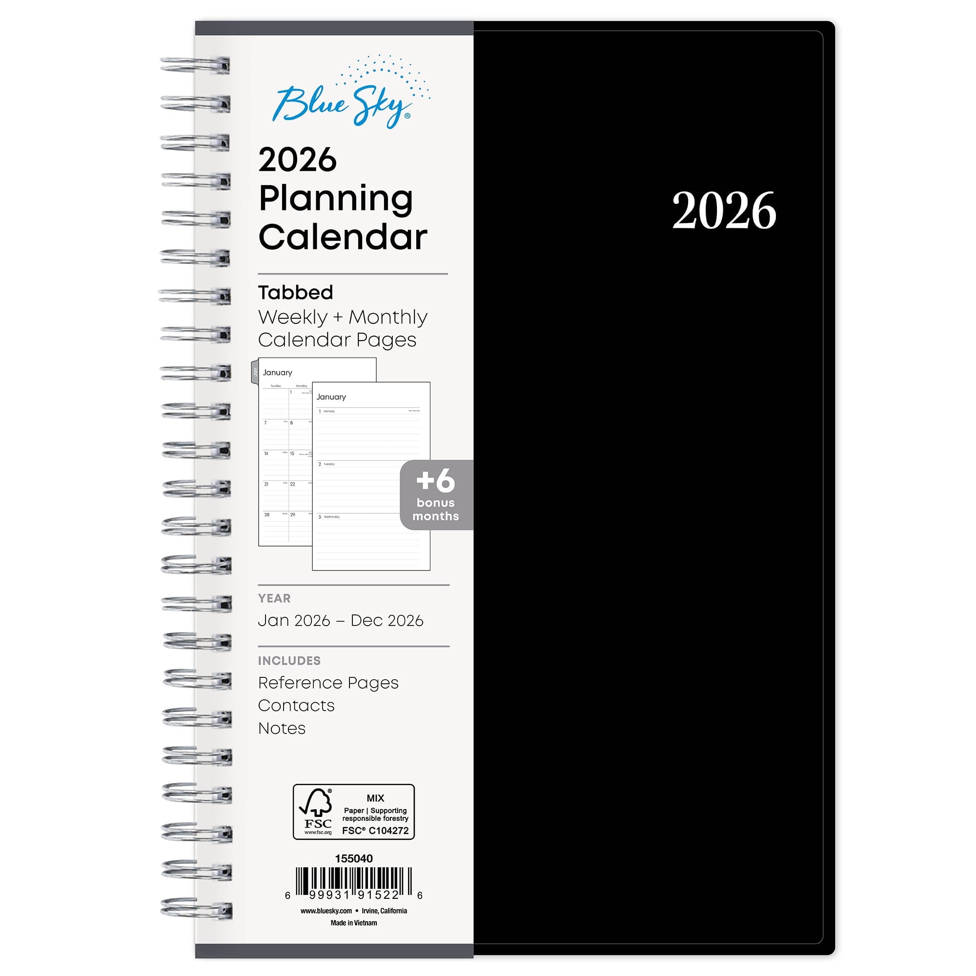 Blue Sky 2026 Weekly and Monthly Planner Calendar, Includes January ...