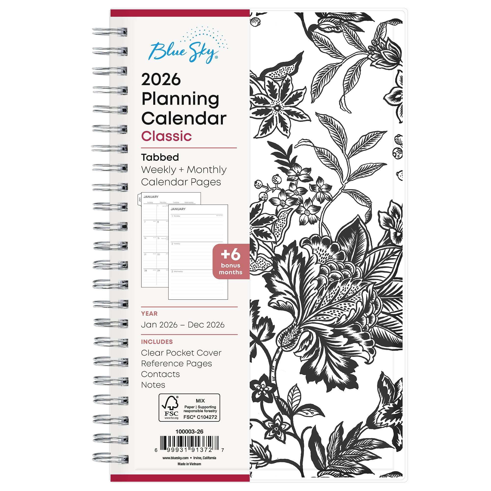 Blue Sky 2026 Weekly and Monthly Planner Calendar, January 2026 ...