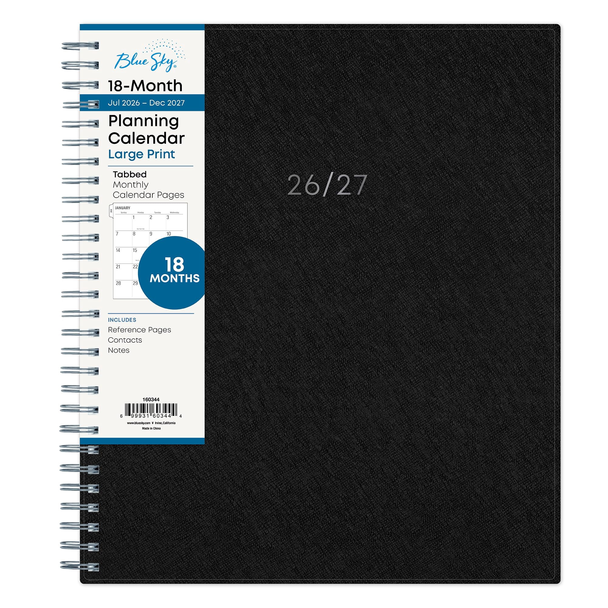 Blue Sky 2027 18 Month Large Print Monthly Planner Calendar, July 2026 ...