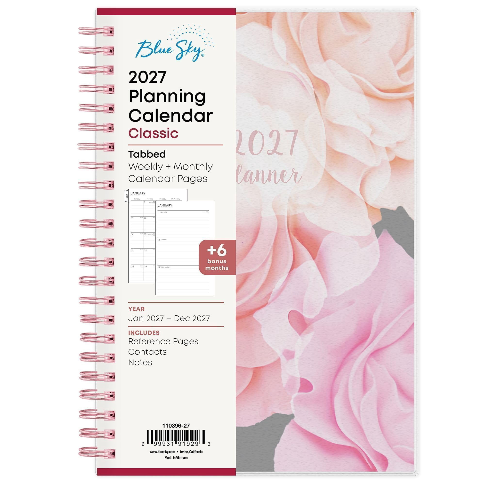 Blue Sky 2027 Weekly and Monthly Planner Calendar, January 2027 ...