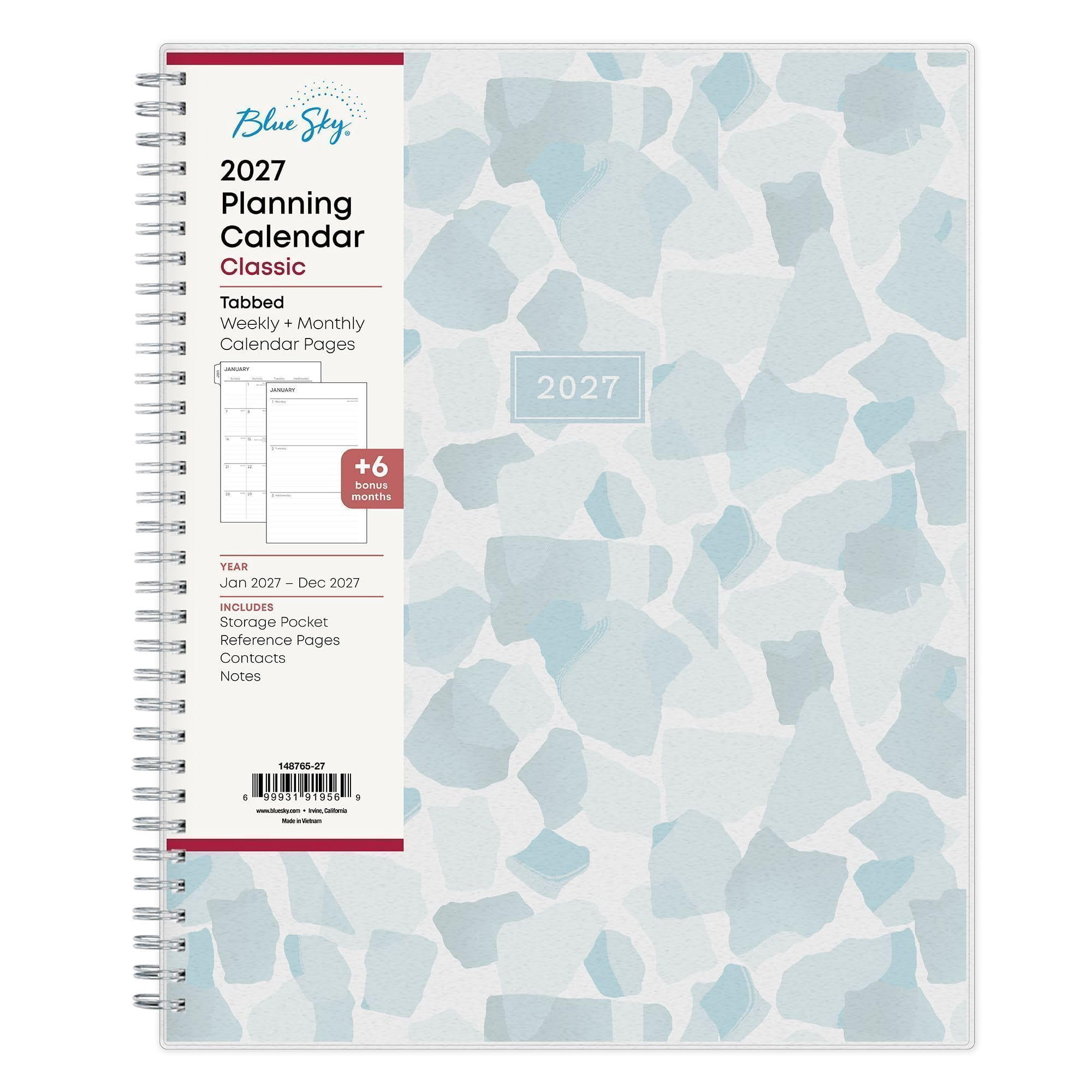 Blue Sky 2027 Weekly and Monthly Planner Calendar, January 2027 ...