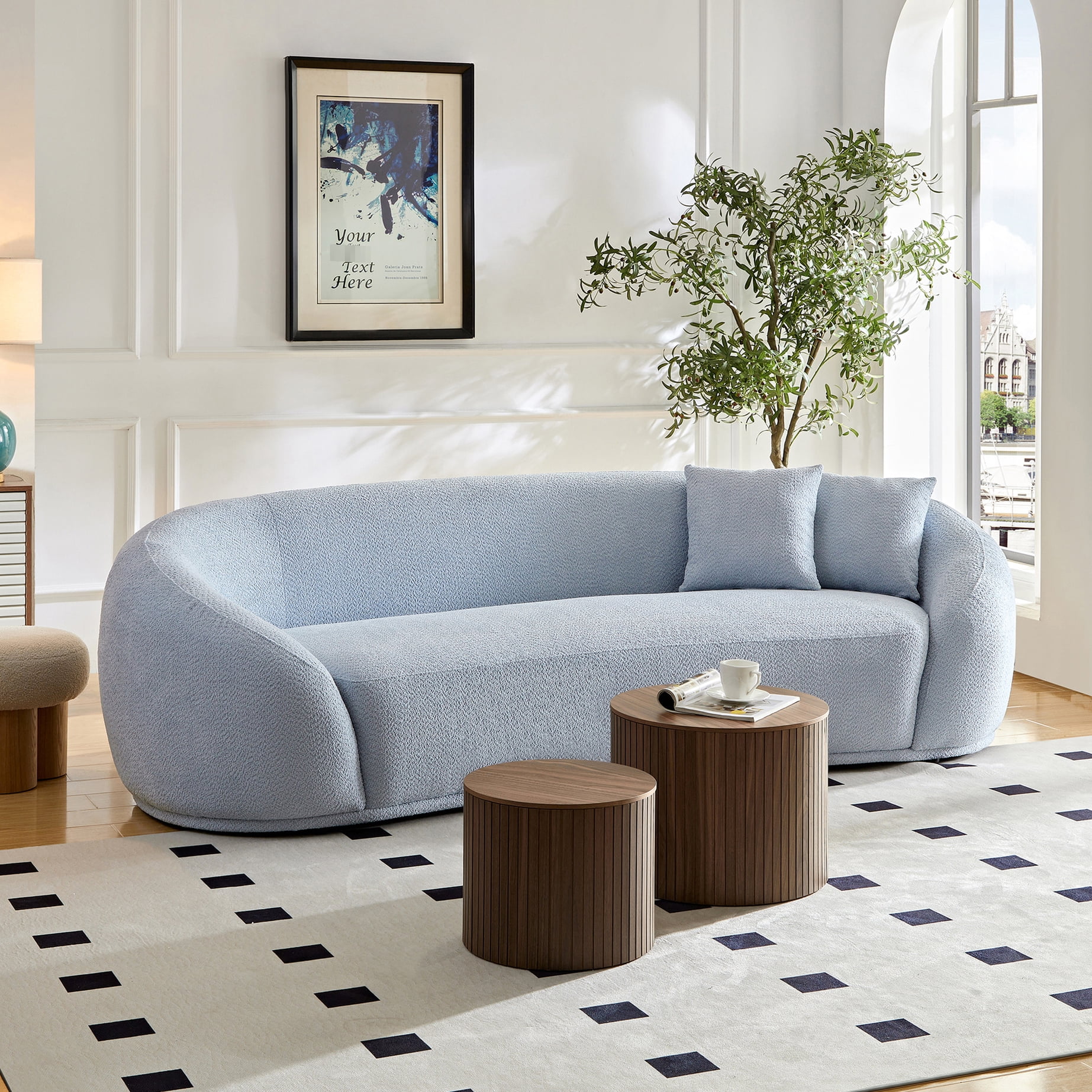 Blue Sky 3 Seater - Half Moon Style, Soft Fabric, Base Shape, - Walmart.com
