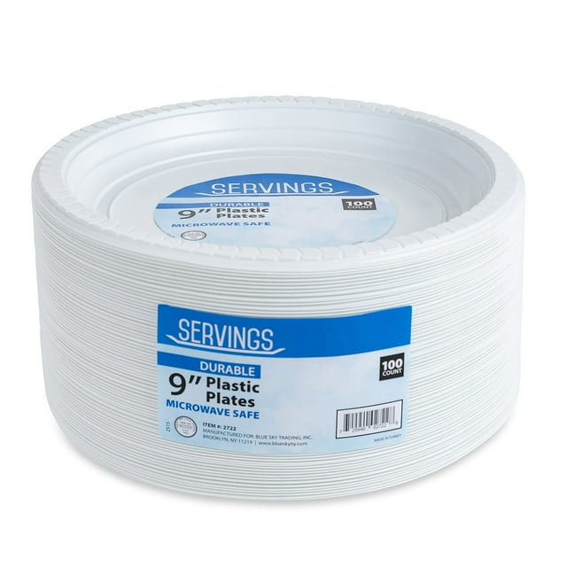 Blue Sky 9 Inch KEF16 White Plastic Plates - [100 Count] Disposable ...