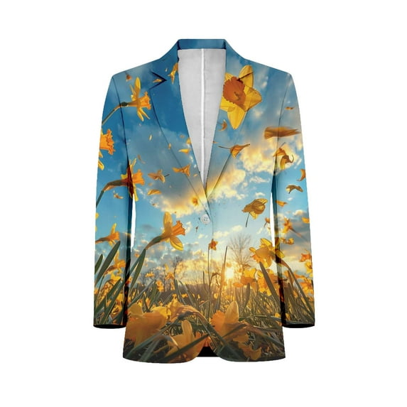 Blue Sky And Flora Men Blazers Slim Clothing Summer Jacket Man Oversize ...