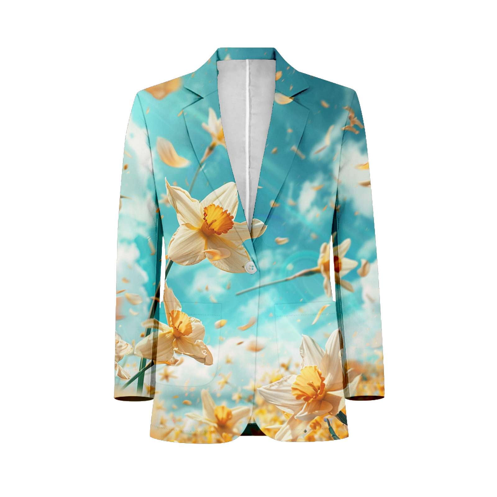Blue Sky And Flora Men Blazers Slim Clothing Summer Jacket Man Oversize ...