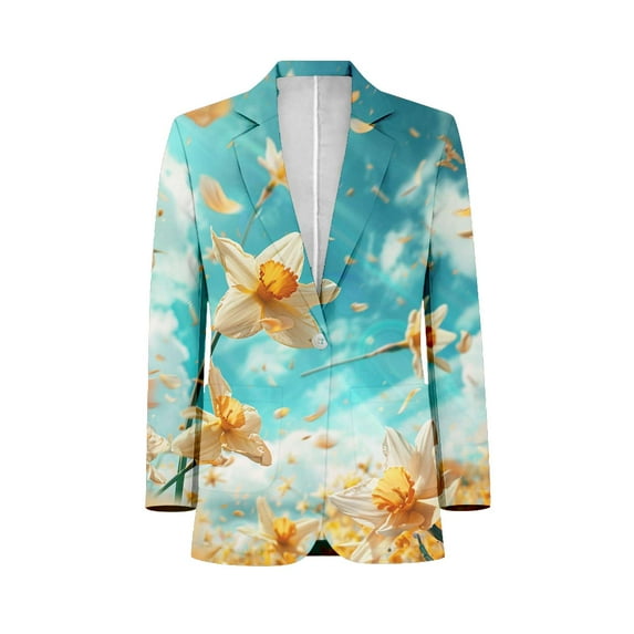 Blue Sky And Flora Men Blazers Slim Clothing Summer Jacket Man Oversize ...